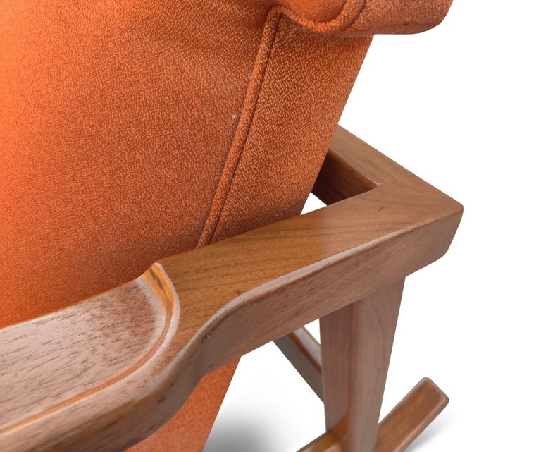 Walnut and Persimmon Ducale Wool Fabric Rocking Chair by Design within ...