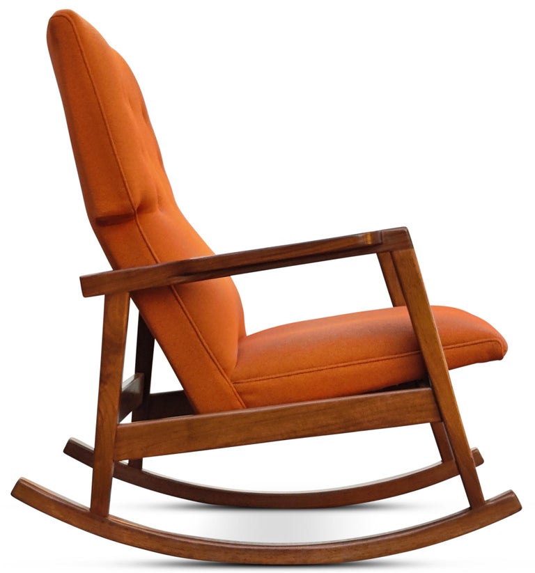 Walnut and Persimmon Ducale Wool Fabric Rocking Chair by Design within ...