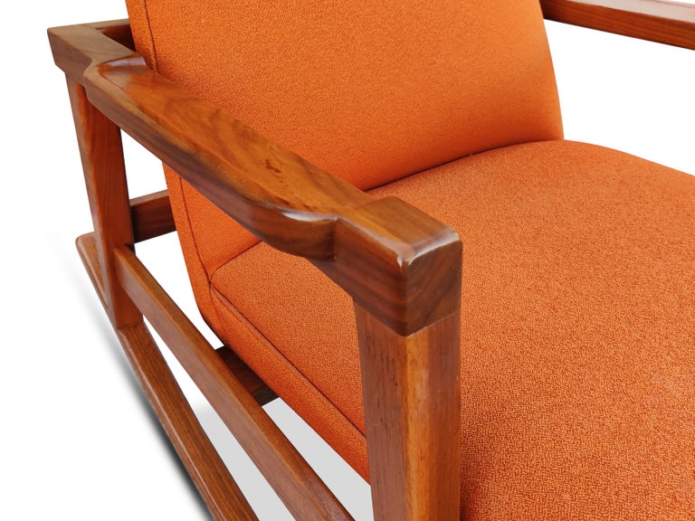 Walnut and Persimmon Ducale Wool Fabric Rocking Chair by Design within ...