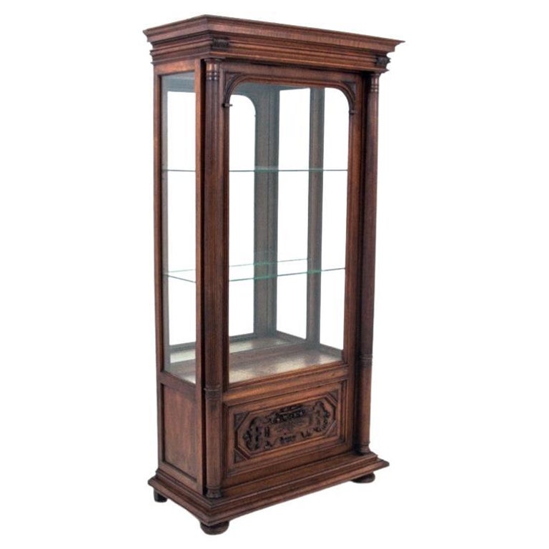 Walnut antique mirrored display case, France, around 1880. For Sale at ...