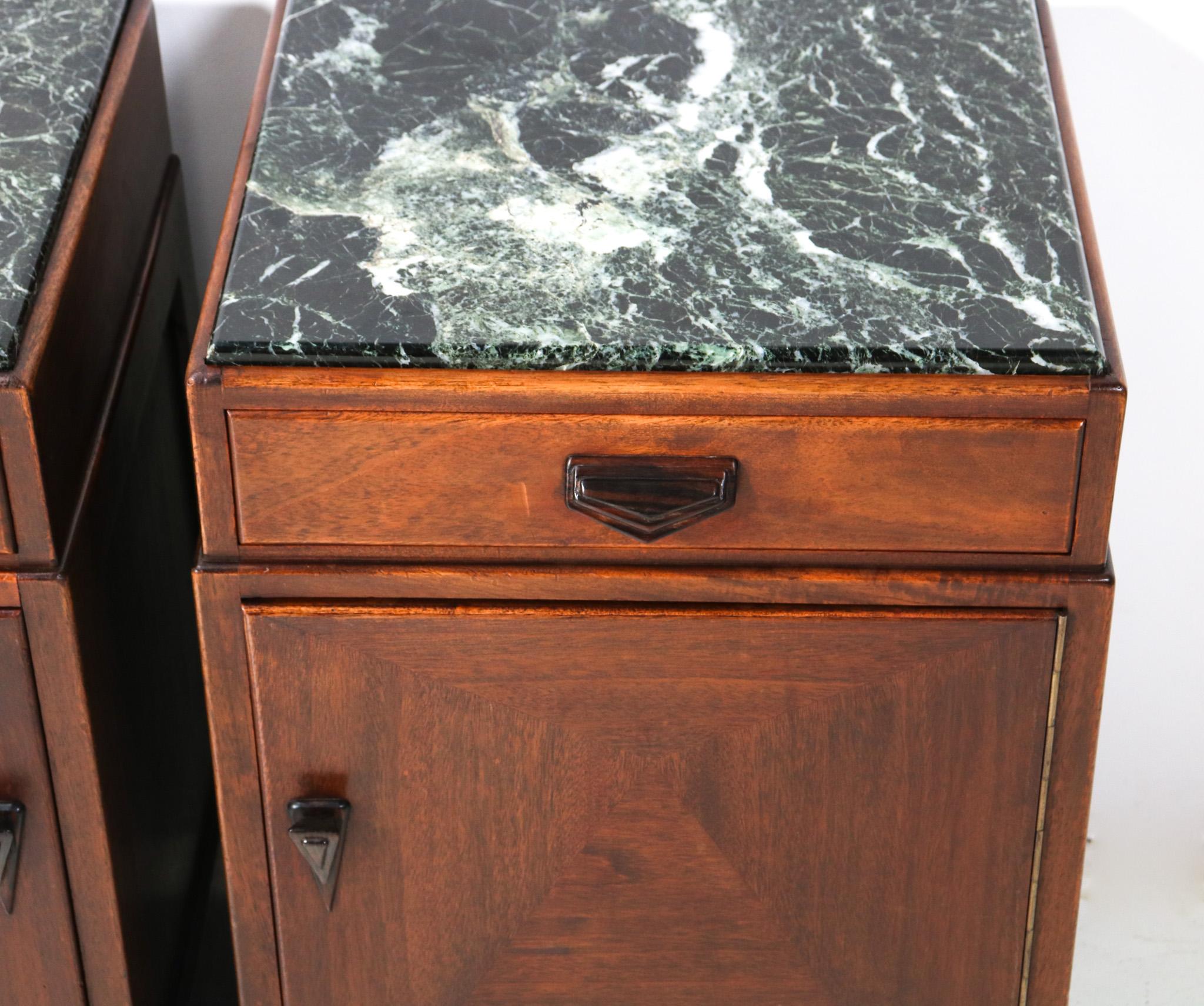 Walnut Art Deco Amsterdamse School Bedside Tables or Nightstands, 1920s ...