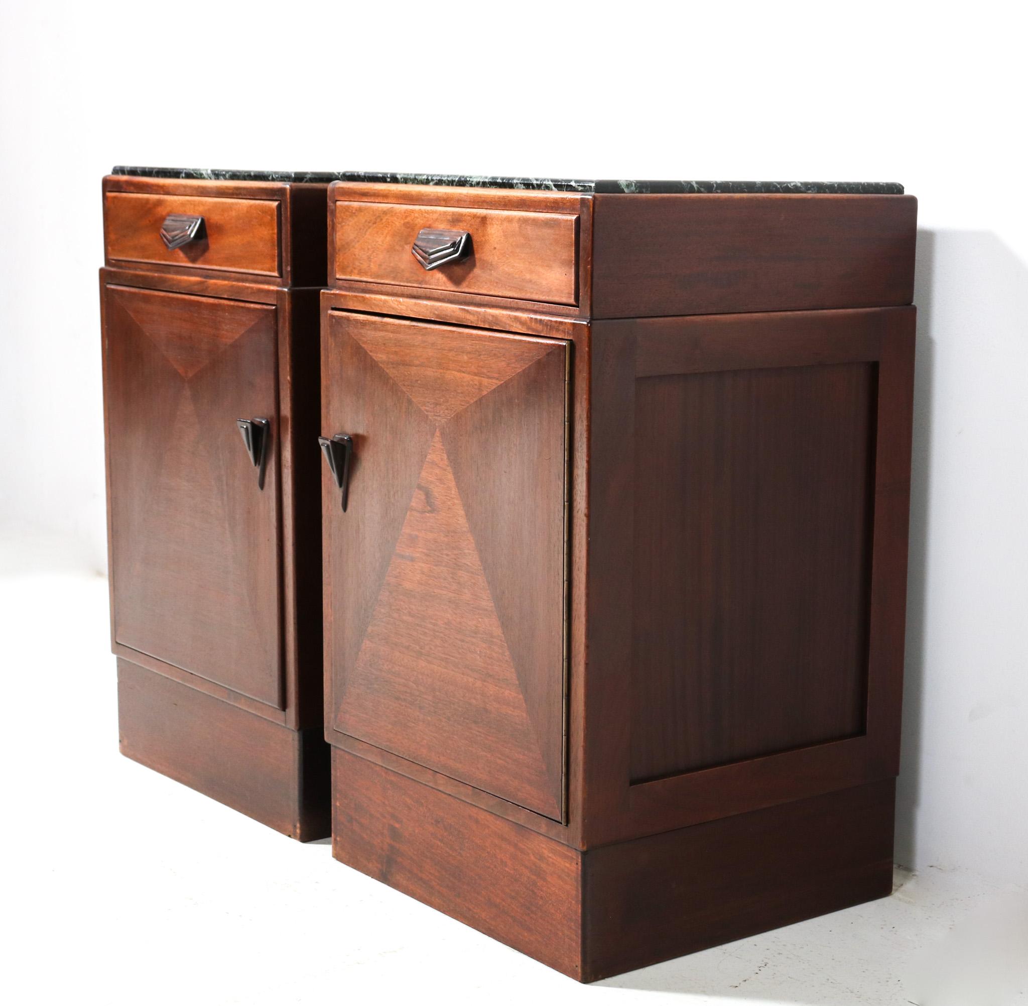 Walnut Art Deco Amsterdamse School Bedside Tables or Nightstands, 1920s ...