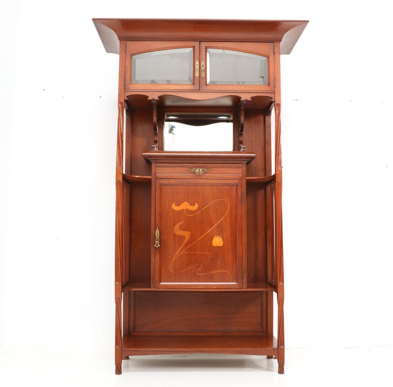 Walnut Arts and Crafts Art Nouveau Cabinet by Royal H.P. Mutters and ...