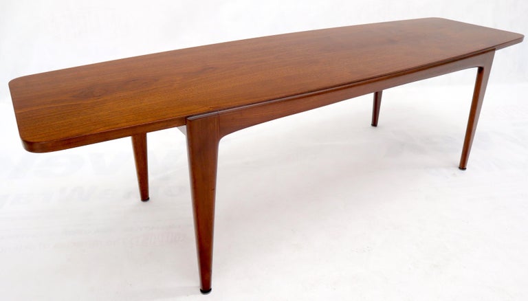 Walnut Boat Shape Mid-Century Modern Coffee Table at 1stDibs