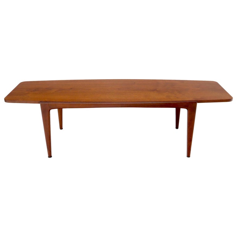 Walnut Boat Shape Mid-Century Modern Coffee Table at 1stDibs