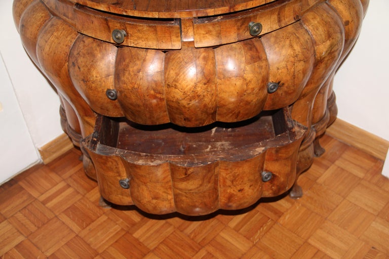 Walnut Bombé Secretaire Commode, End of the 18th Century For Sale at ...