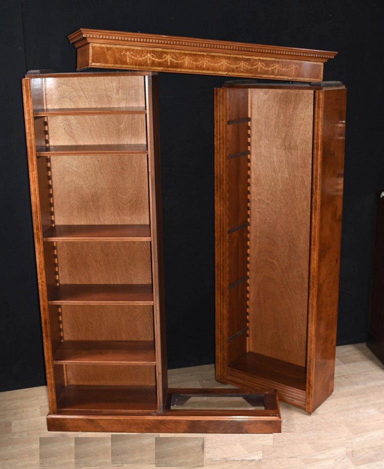 Walnut Bookcase, Single Sheraton Regency Open Bookcases For Sale at 1stDibs
