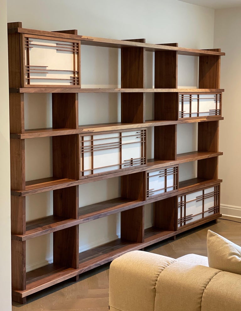 Walnut Bookcase with Shoji For Sale at 1stDibs