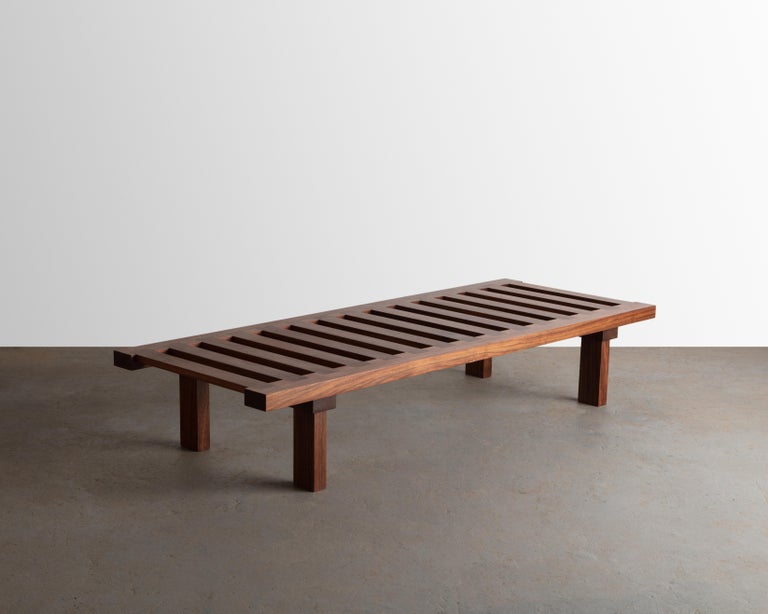 Walnut and Bouclé Daybed / Japanese Jointed For Sale at 1stDibs