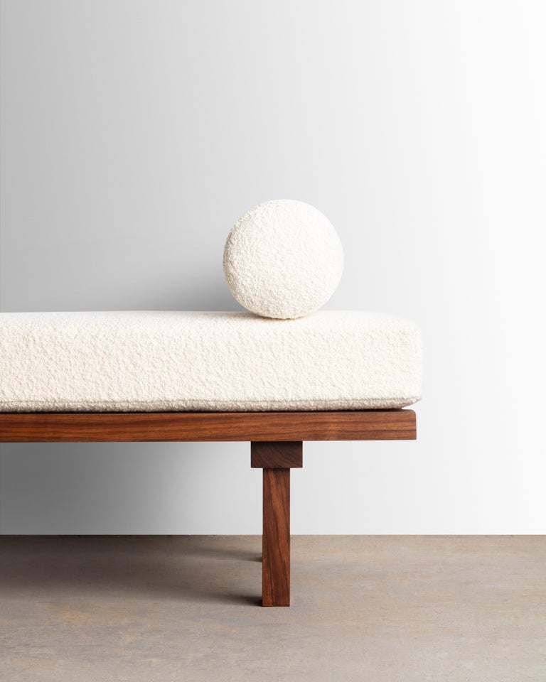 Walnut and Bouclé Daybed / Japanese Jointed For Sale at 1stDibs
