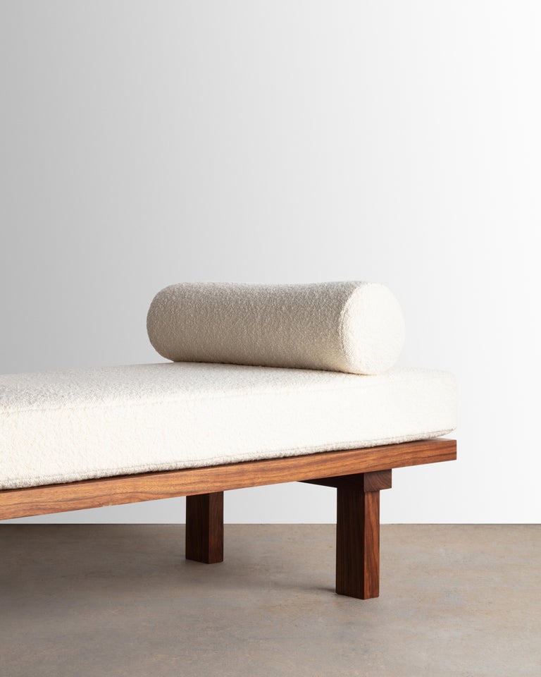 Walnut and Bouclé Daybed / Japanese Jointed For Sale at 1stDibs