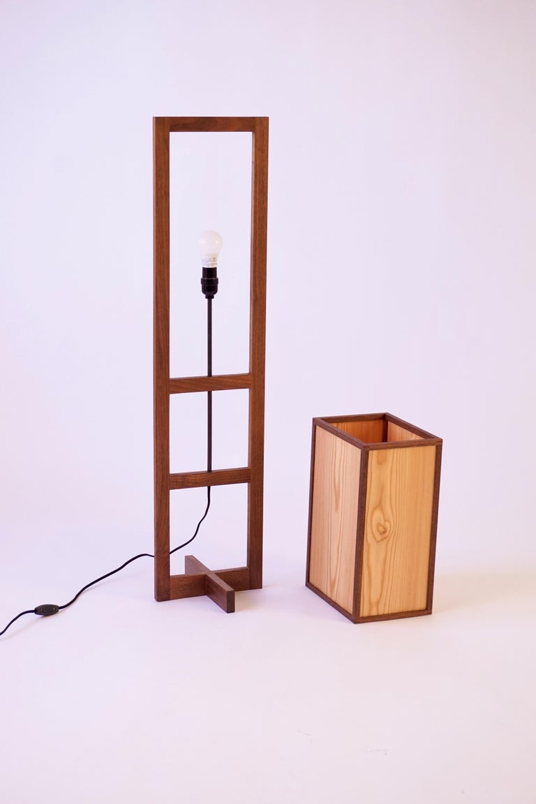 Walnut Box Lamp, Medium Grid Style Floor Lamp For Sale at 1stDibs | box ...