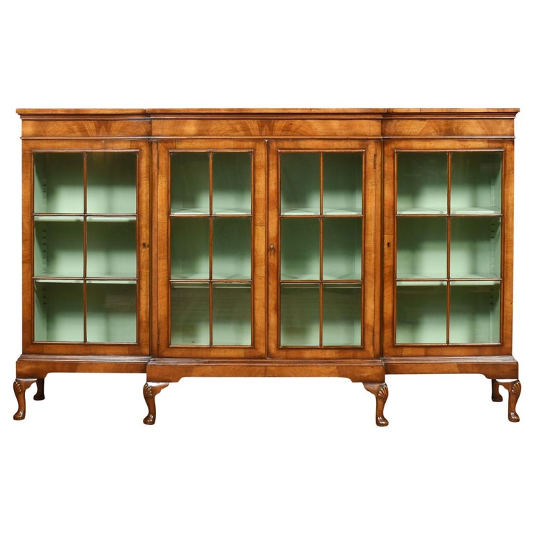 Walnut Breakfront Bookcase at 1stDibs