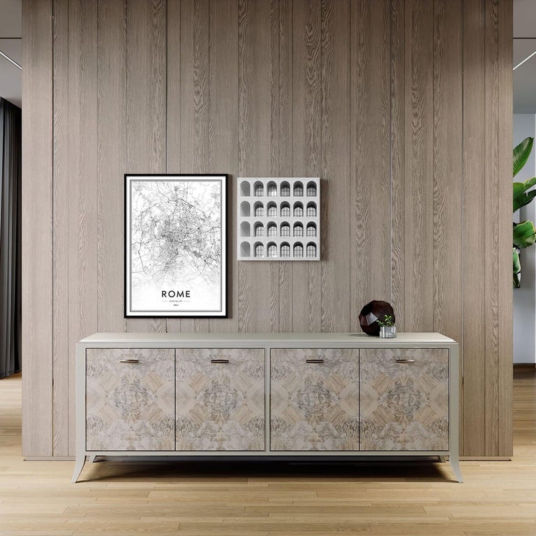 Walnut Burl Relief Sideboard For Sale at 1stDibs