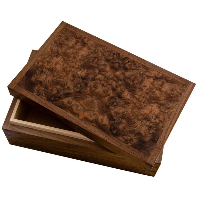 Walnut, Burr Walnut and Maple Dovetailed Jewelry Box For Sale at 1stDibs