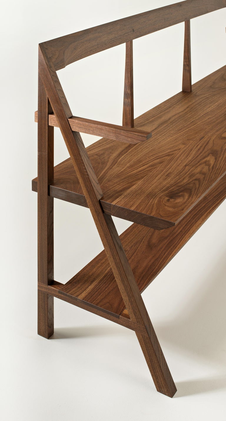 Walnut Cantilever Arm Bench by Phaedo For Sale at 1stDibs
