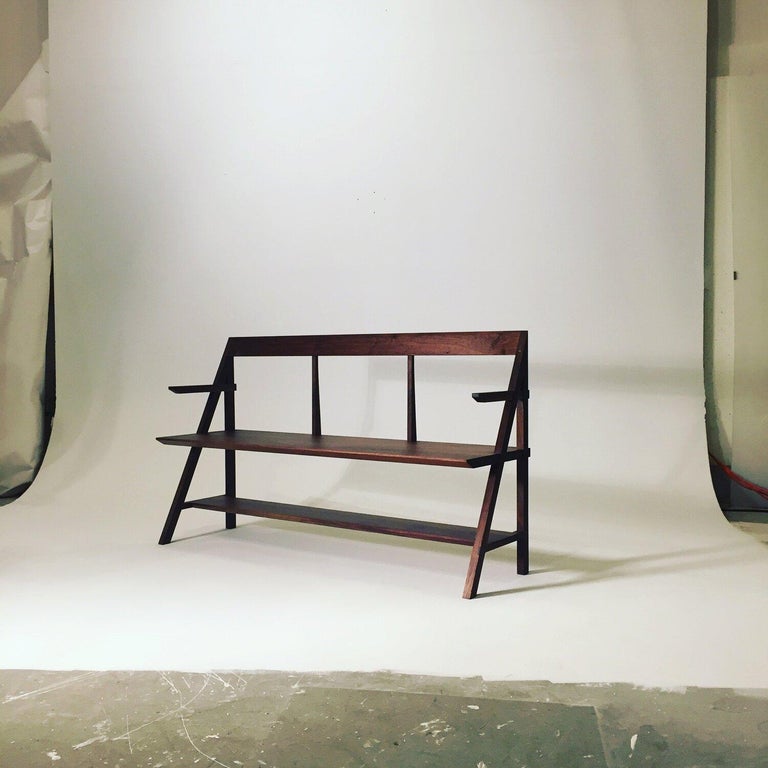 Walnut Cantilever Arm Bench by Phaedo For Sale at 1stDibs
