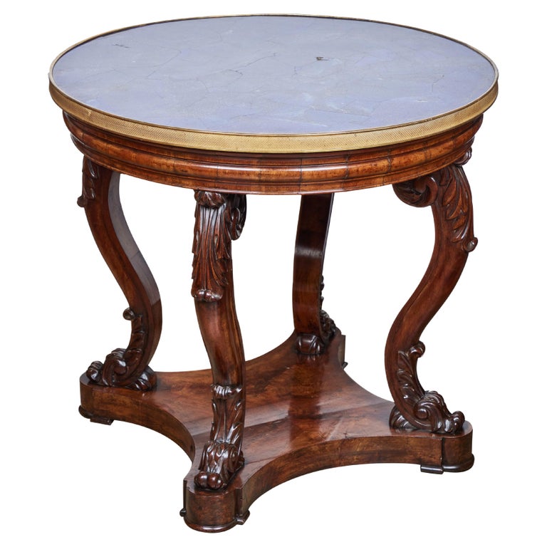Walnut Center Table with Lapis Inset For Sale at 1stDibs