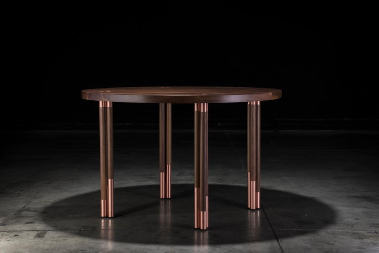 Walnut Circular Dining Table with Copper Inlay "Canfield Dining Table ...