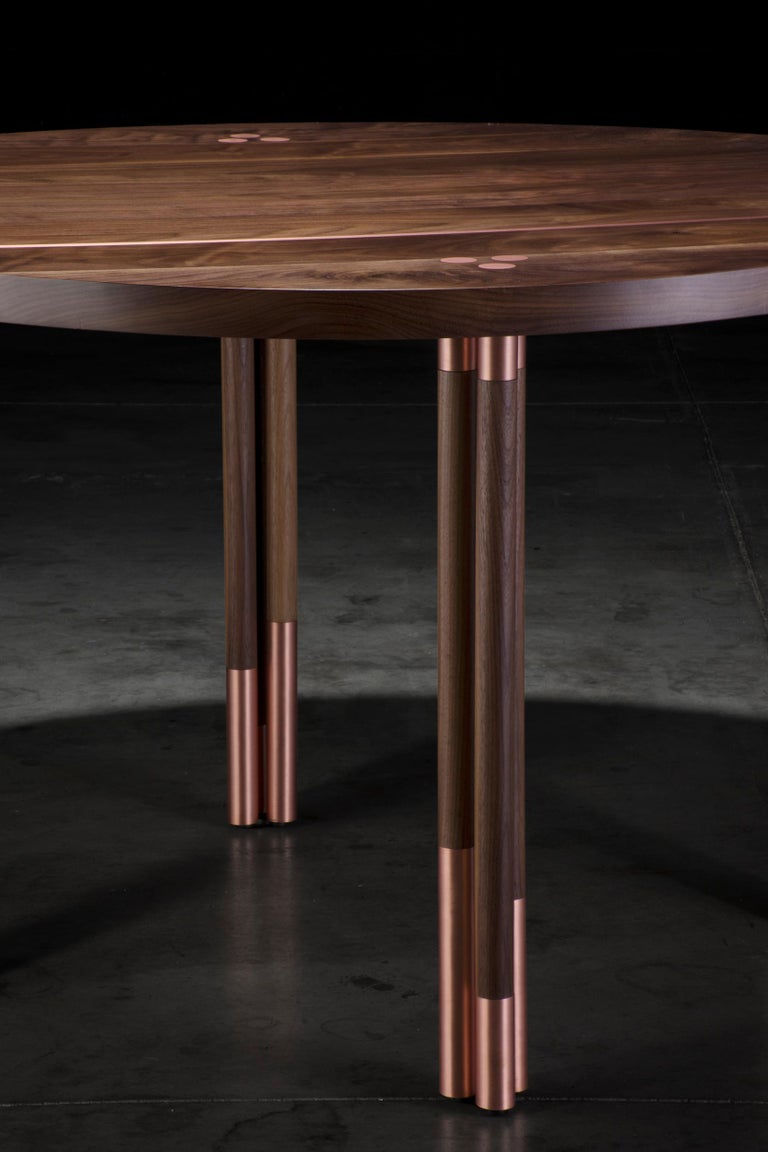 Walnut Circular Dining Table with Copper Inlay "Canfield Dining Table ...