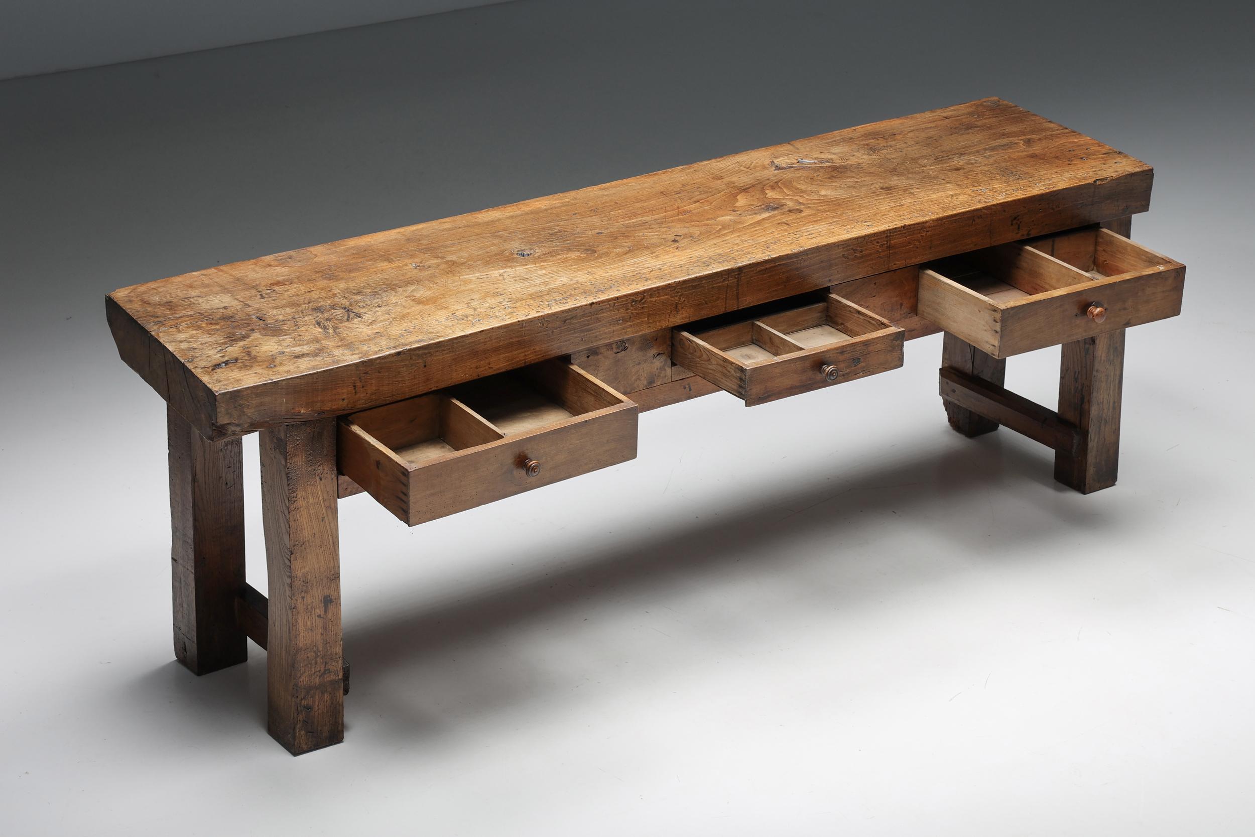 Walnut Console Table with Three Drawers, 19/20th Century at 1stDibs ...