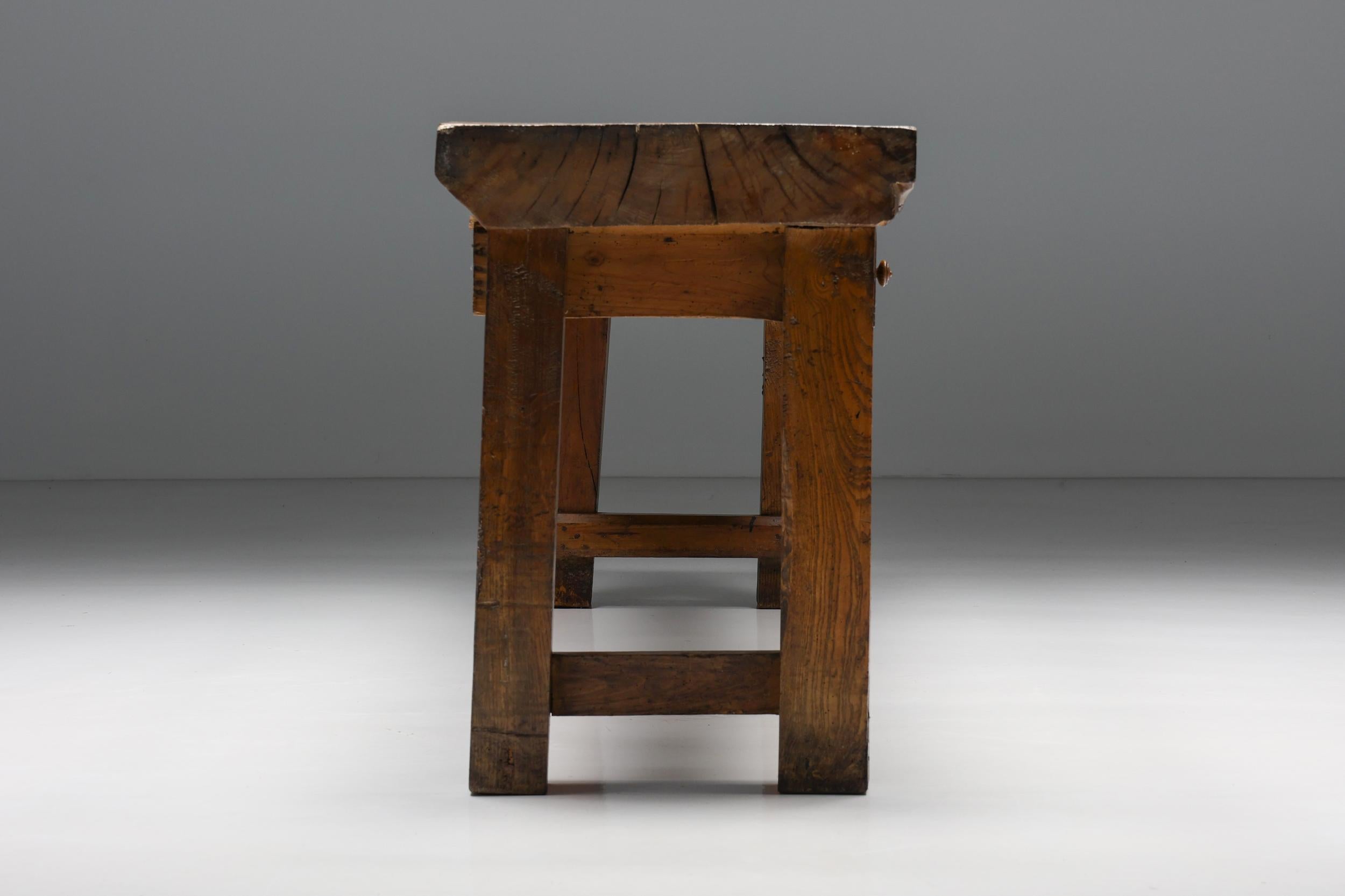 Walnut Console Table with Three Drawers, 19/20th Century at 1stDibs ...
