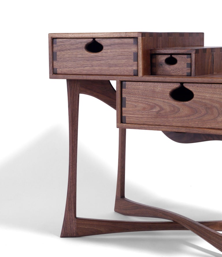 Walnut Coriolis Side Table, Three Drawer Modern Nightstand / End Table ...
