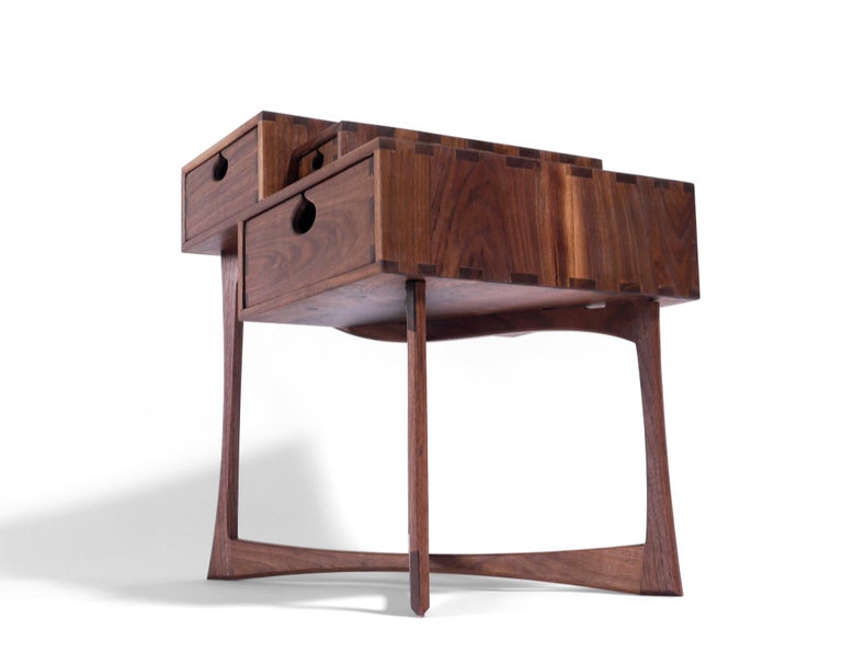Walnut Coriolis Side Table, Three Drawer Modern Nightstand / End Table ...
