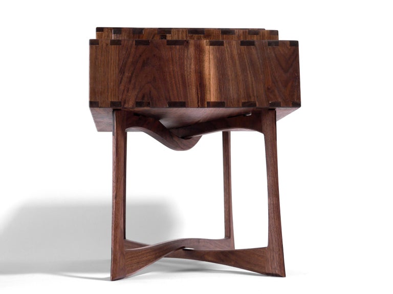 Walnut Coriolis Side Table, Three Drawer Modern Nightstand / End Table ...