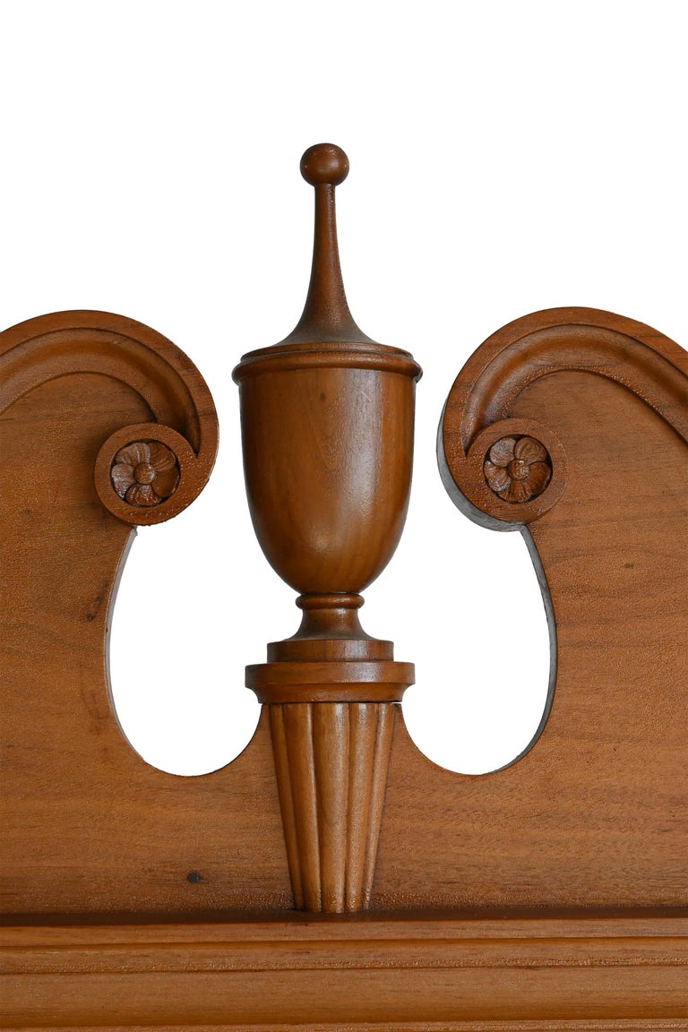 Walnut Corner Cabinet with Arched Window and Urn Finial at 1stDibs