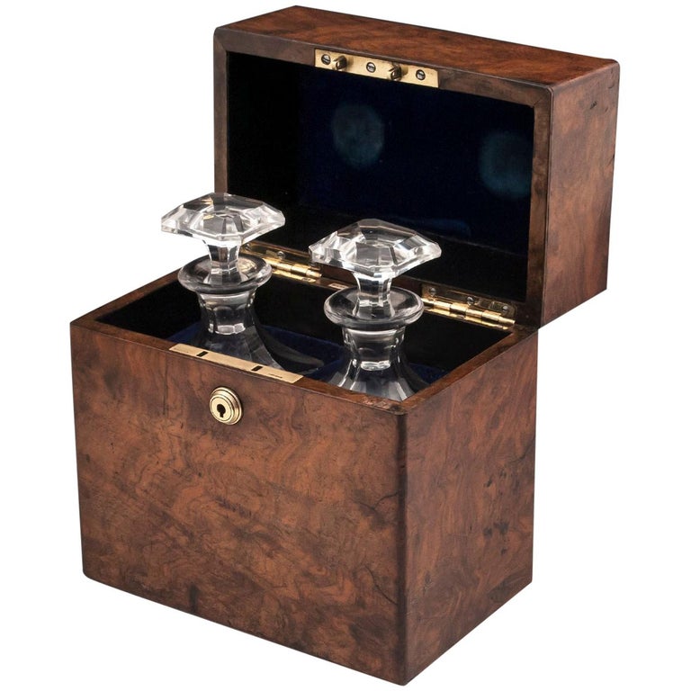 Walnut Decanter Box Lead Crystal Decanters by Wedgewood and Son, 19th ...