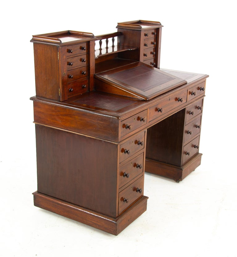 Walnut Dickens Desk, Double Pedestal Desk, Victorian Desk, Scotland ...