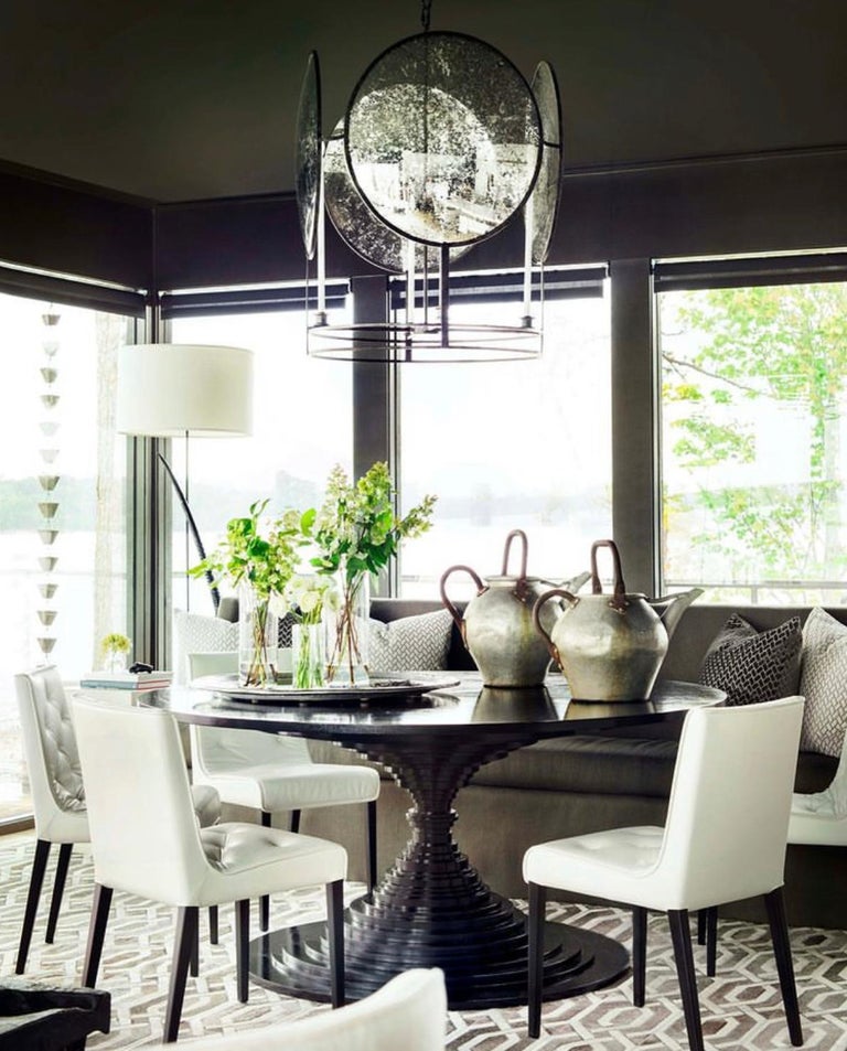 Walnut Dining Table with Stacked Discs For Sale at 1stDibs