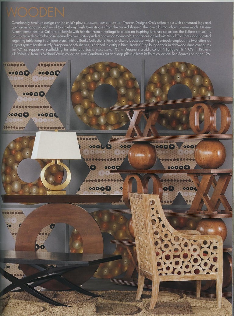 Walnut Donut Mid-Century Console with Slant-Edged Wood-Top For Sale at ...