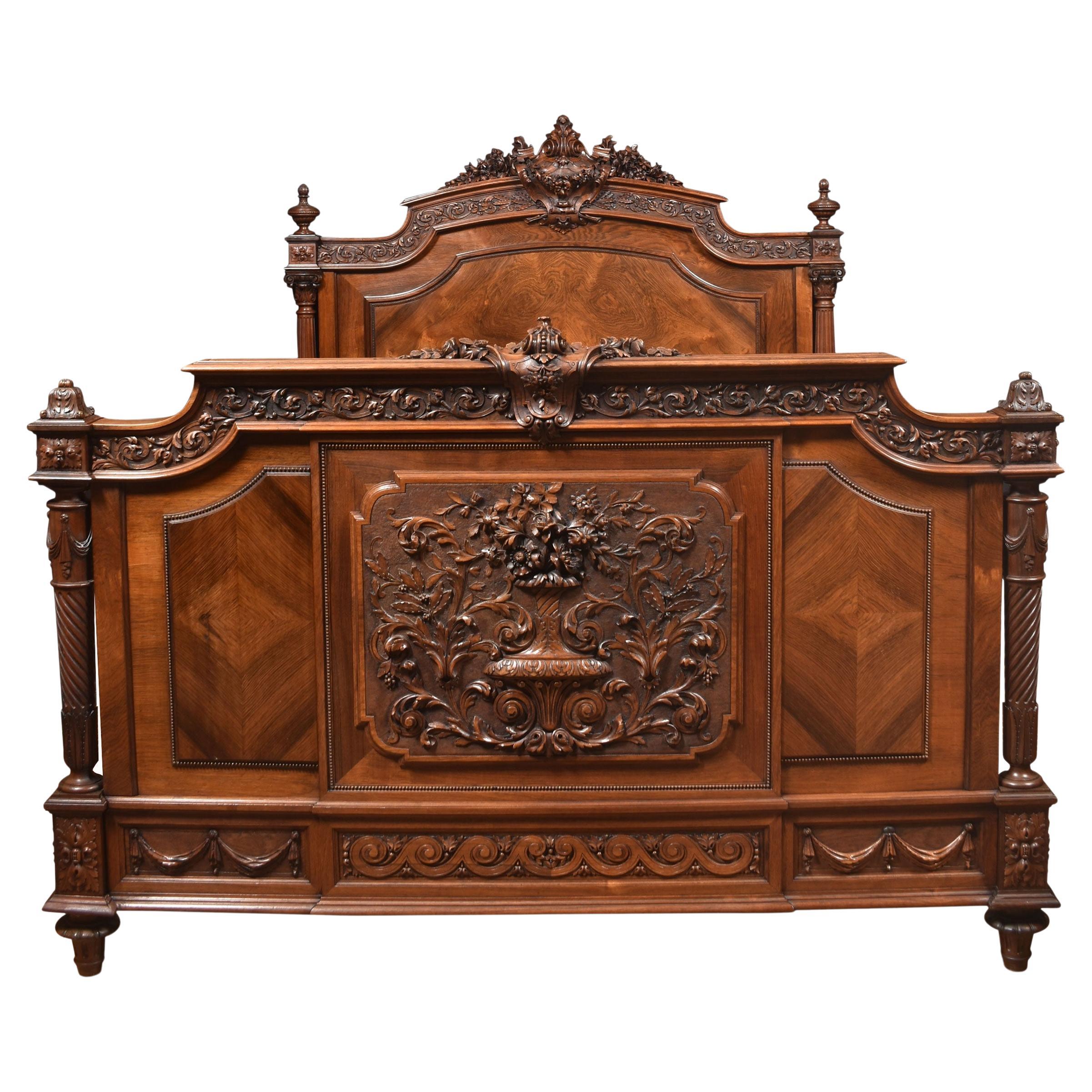 Double, Jacobean Oak Wooden Bed For Sale at 1stDibs