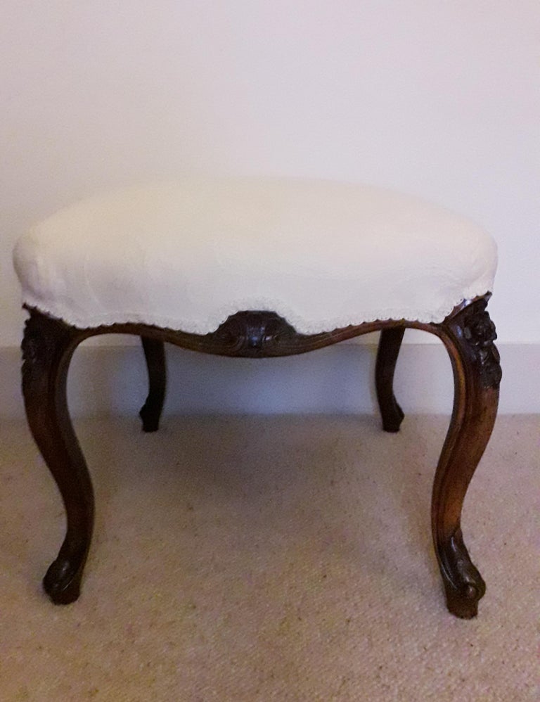 Walnut Dressing Wood Foot Stool For Sale at 1stdibs