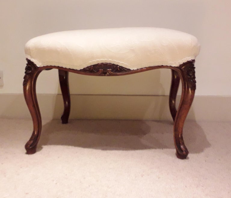 Walnut Dressing Wood Foot Stool For Sale at 1stdibs
