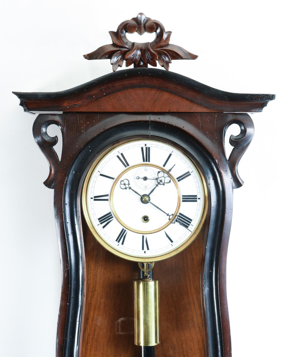 Walnut Frame Case Glass One Weight Regulator Wall Clock at 1stDibs ...