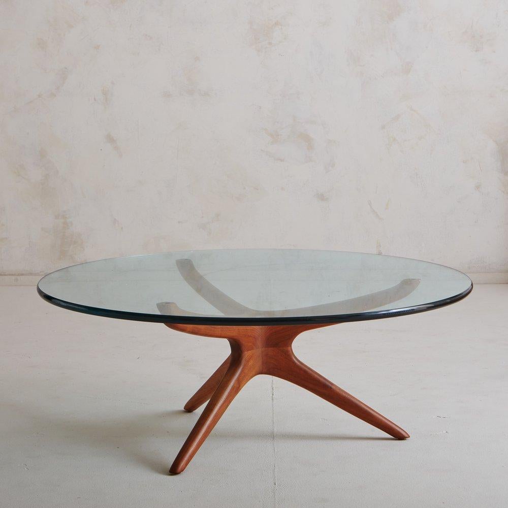 Walnut + Glass Coffee Table Attributed to Vladimir Kagan, 1950s For ...