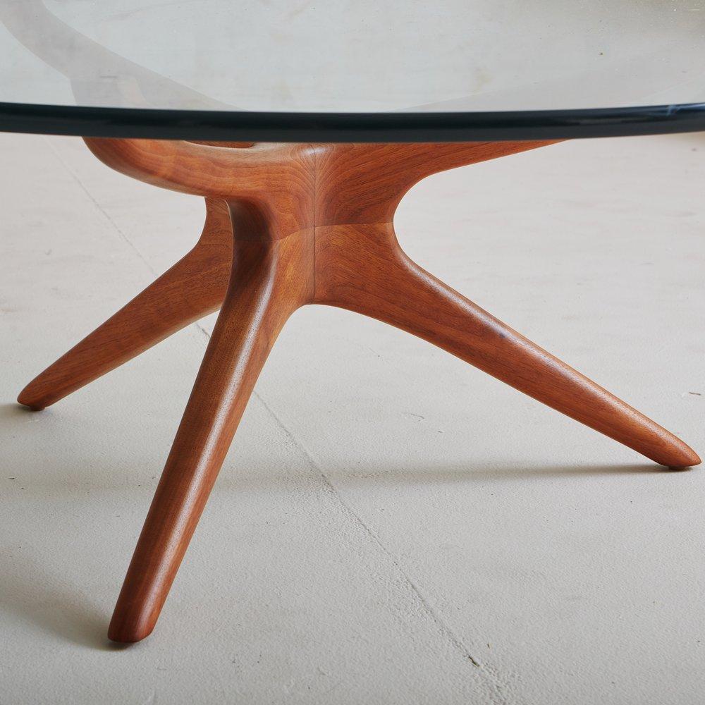 Walnut + Glass Coffee Table Attributed to Vladimir Kagan, 1950s For ...