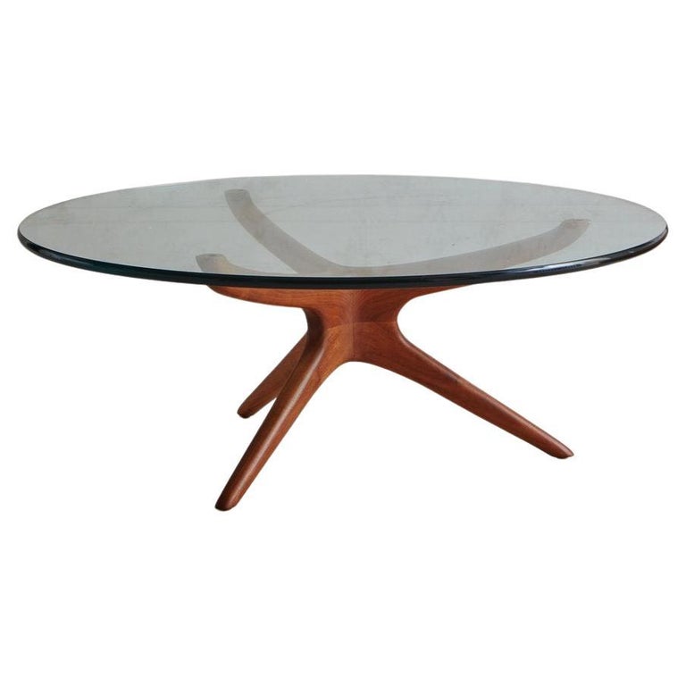 Walnut + Glass Coffee Table Attributed to Vladimir Kagan, 1950s For ...
