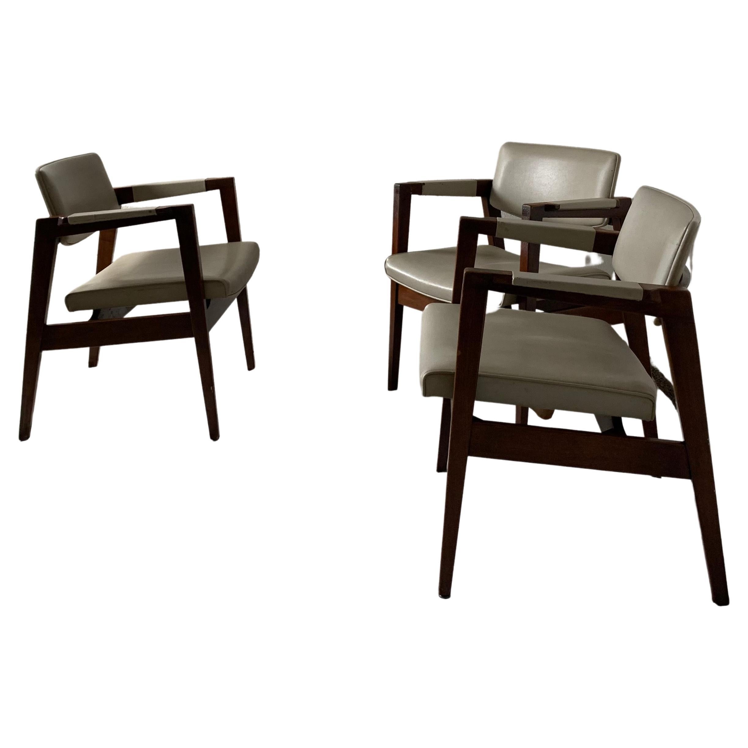 W.H. Gunlocke Walnut Chairs, Set of 3 at 1stDibs