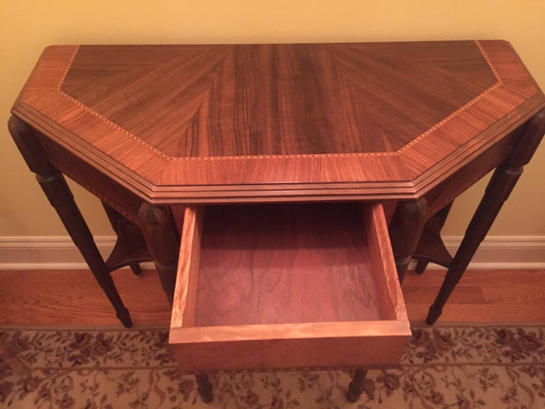 Walnut Inlaid Console Table at 1stDibs