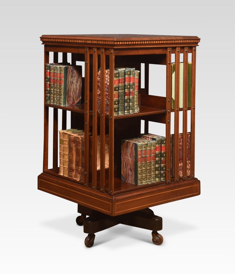 Walnut Inlaid Revolving Bookcase For Sale at 1stDibs