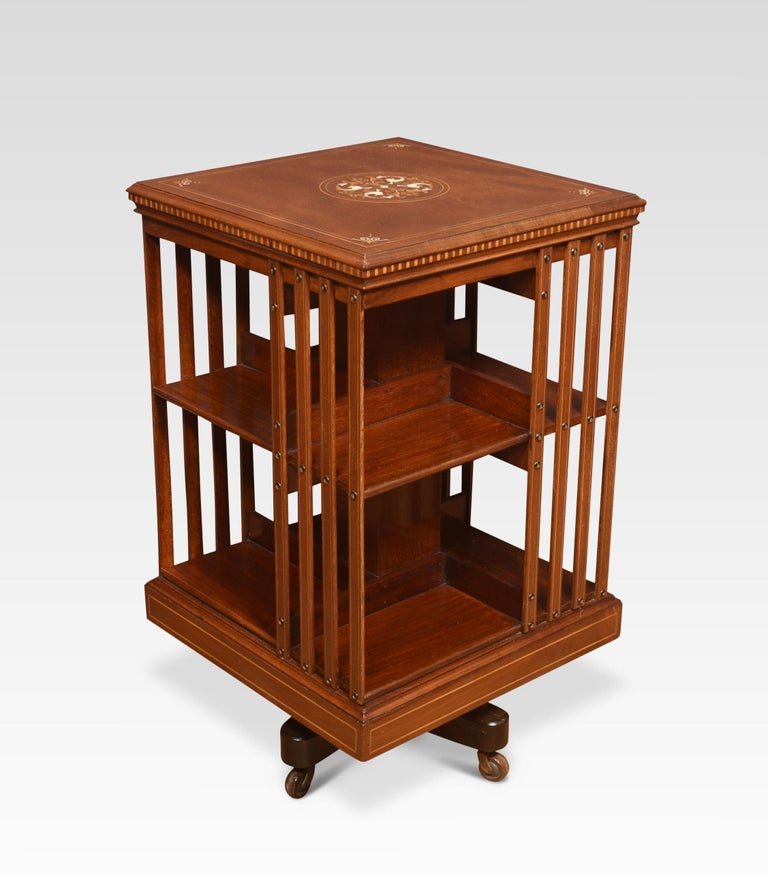 Walnut Inlaid Revolving Bookcase For Sale at 1stDibs