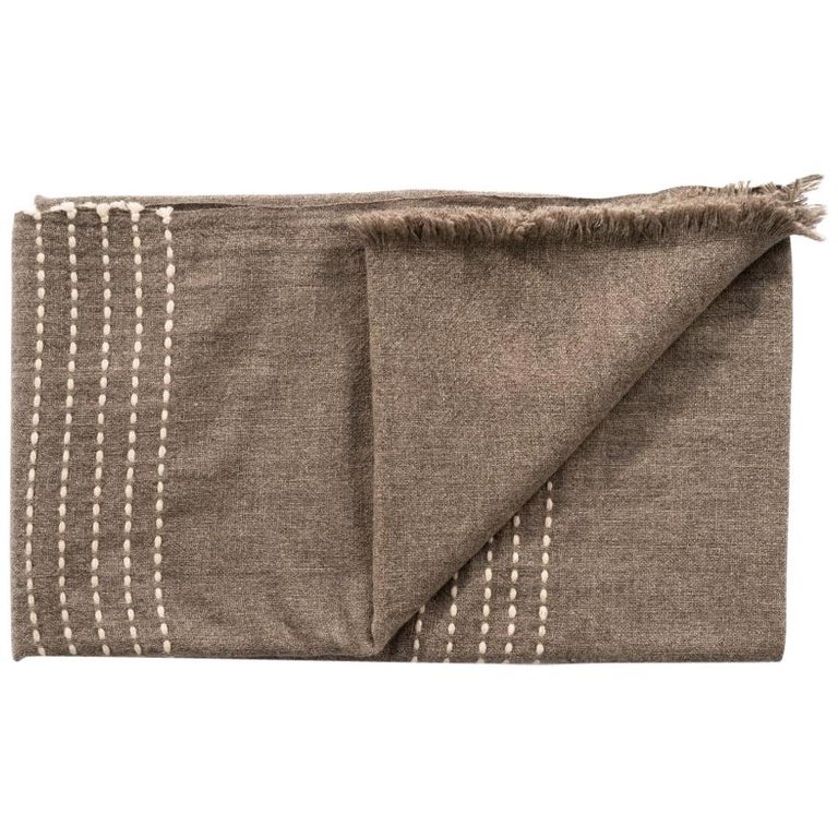Walnut Jute Yak Throw / Blanket, Handloom and Hand Embroidered For Sale ...