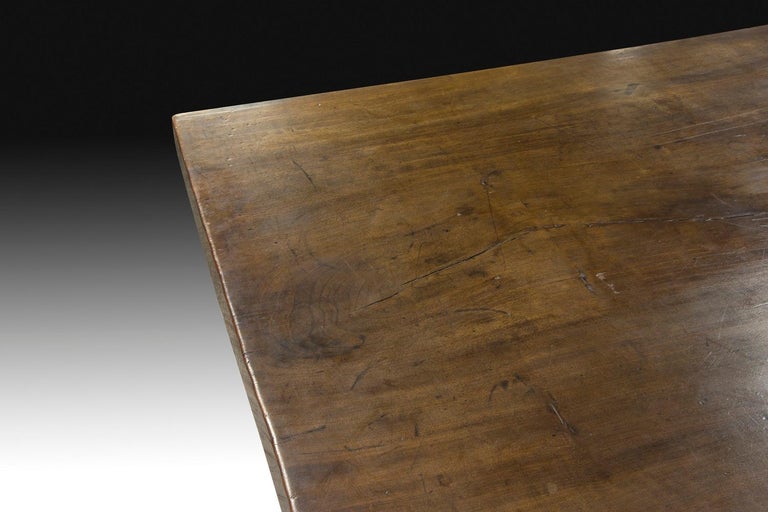 Walnut “Lyre Legs” Table with Wrought Iron Fasteners, Spain, Castille ...