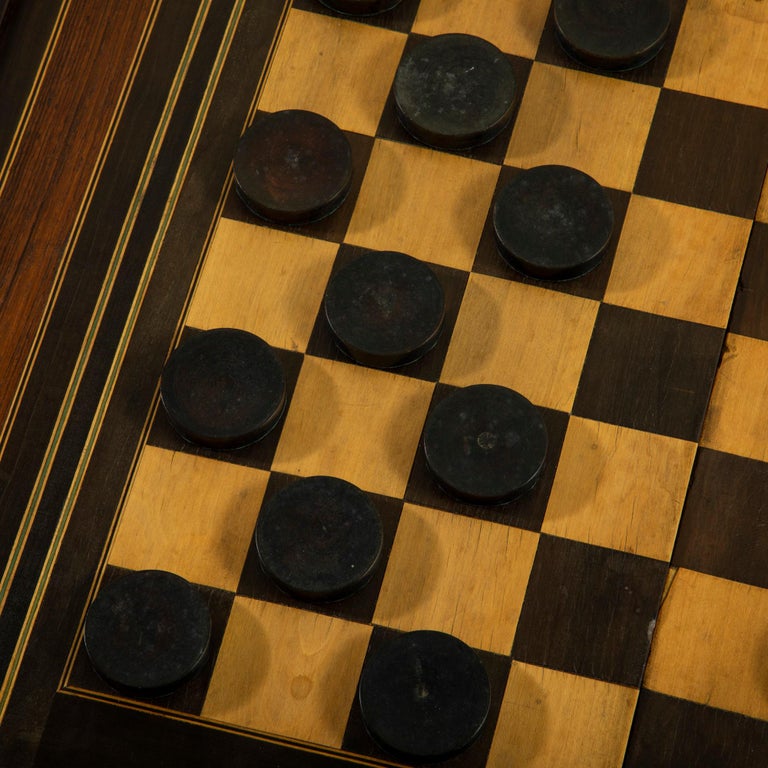 Walnut Marquetry Folding Game Box for Chess, Checkers, Backgammon ...