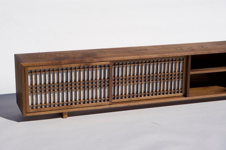 Walnut Media Cabinet with Shoji Doors For Sale at 1stDibs