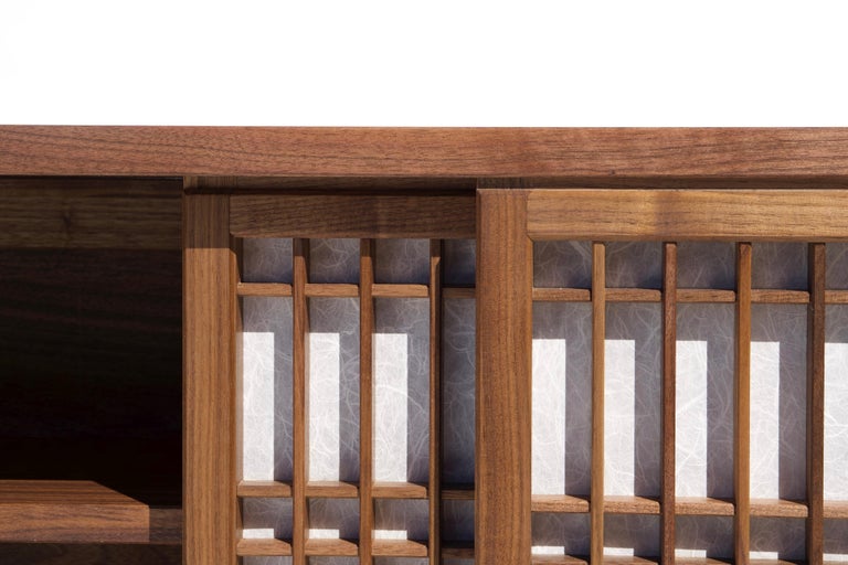 Walnut Media Cabinet with Shoji Doors For Sale at 1stDibs